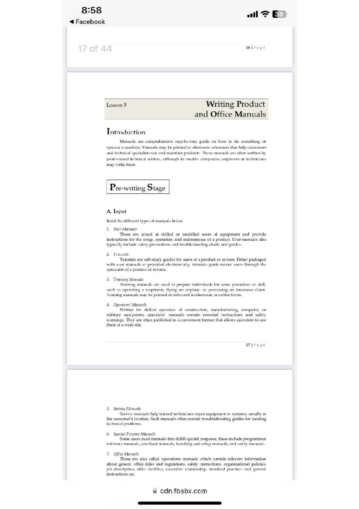 Manual - 8:58 . 3 8 Facebook 17 of 44 16 Page Lesson 3 Writing Product ...