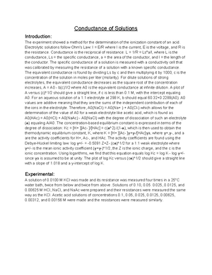 Lab 7 handout - CHEM 360 L EXPERIMENT 7 Conductance of Solutions ...