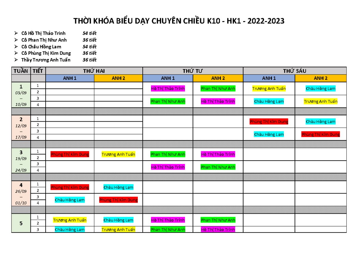 THỜI KHÓA BIỂU DẠY Chuyên CHIỀU K10 HK1 2022 2023 Edited - THỜI KHÓA BIỂU DẠY CHUYÊN CHIỀU K10 ...