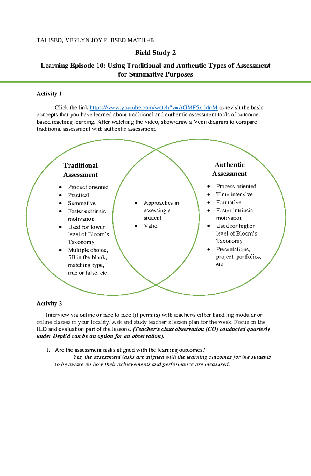 Taliseo FS2 Episode-10 - TALISEO, VERLYN JOY P. BSED MATH 4B Field ...