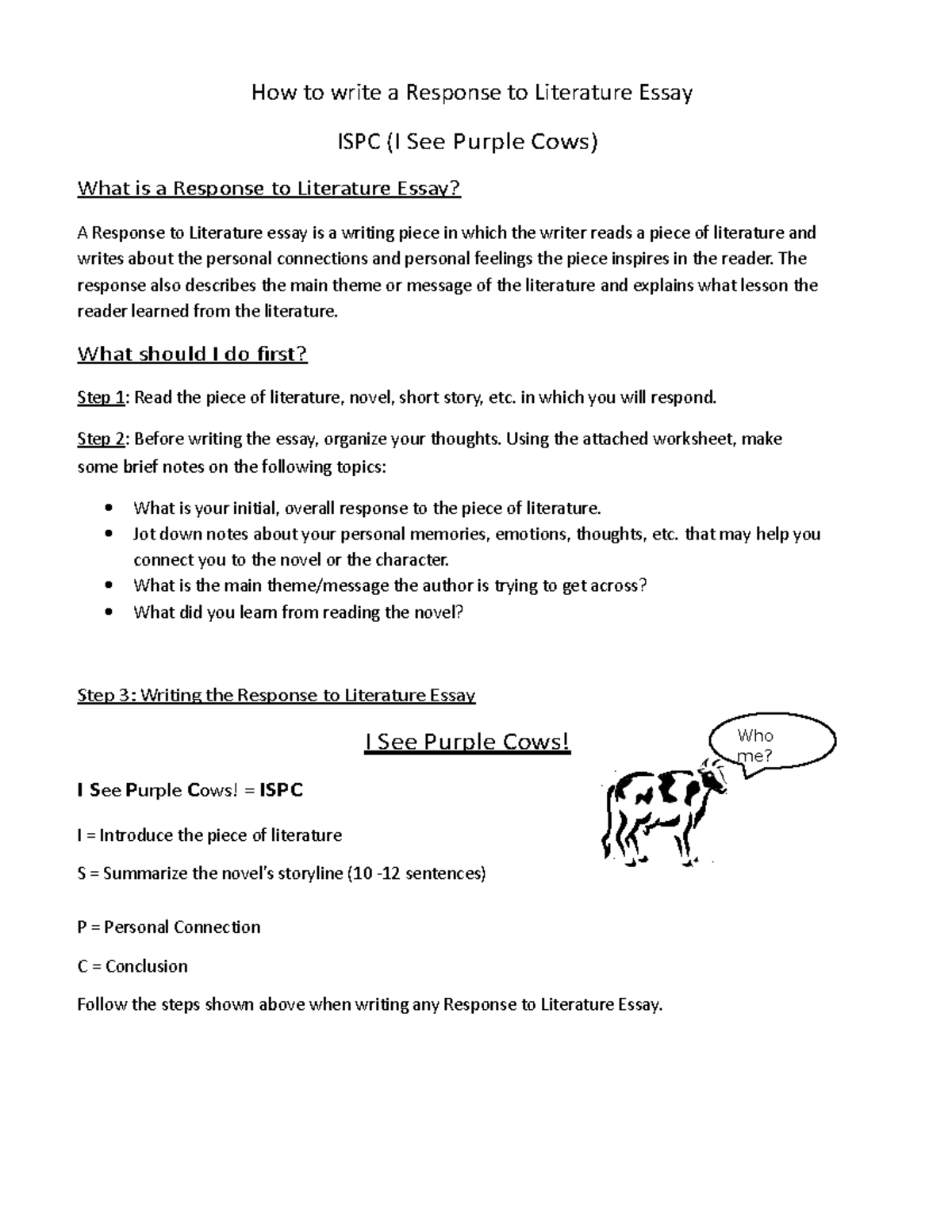 How to write a Literature Response DC LIT - ENGL 2327 - Studocu