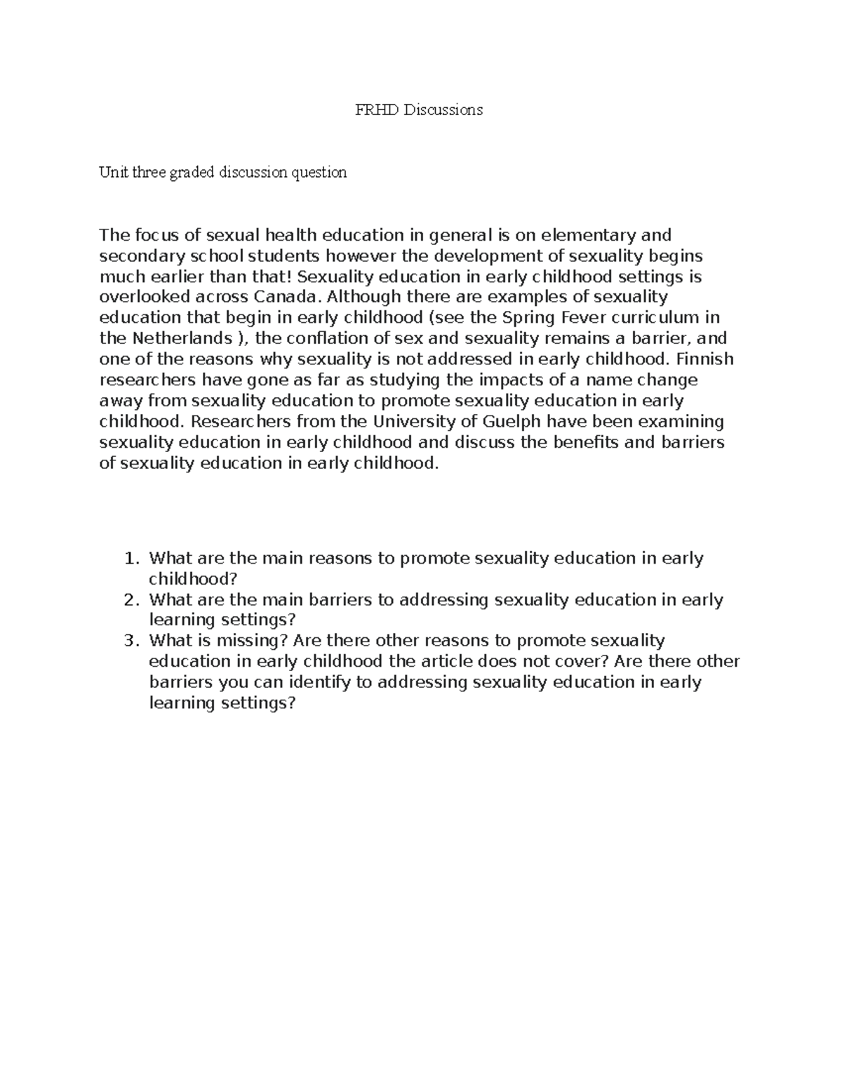 Document 5 - This is the graded discussion post 1 - FRHD Discussions ...