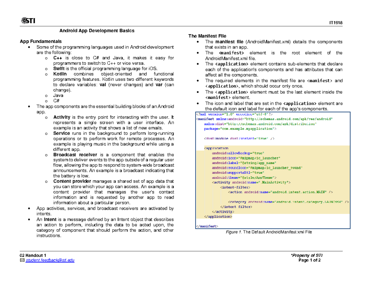 Mobile System and Technology 02 Handout 1 - IT 02 Handout 1 *Property ...