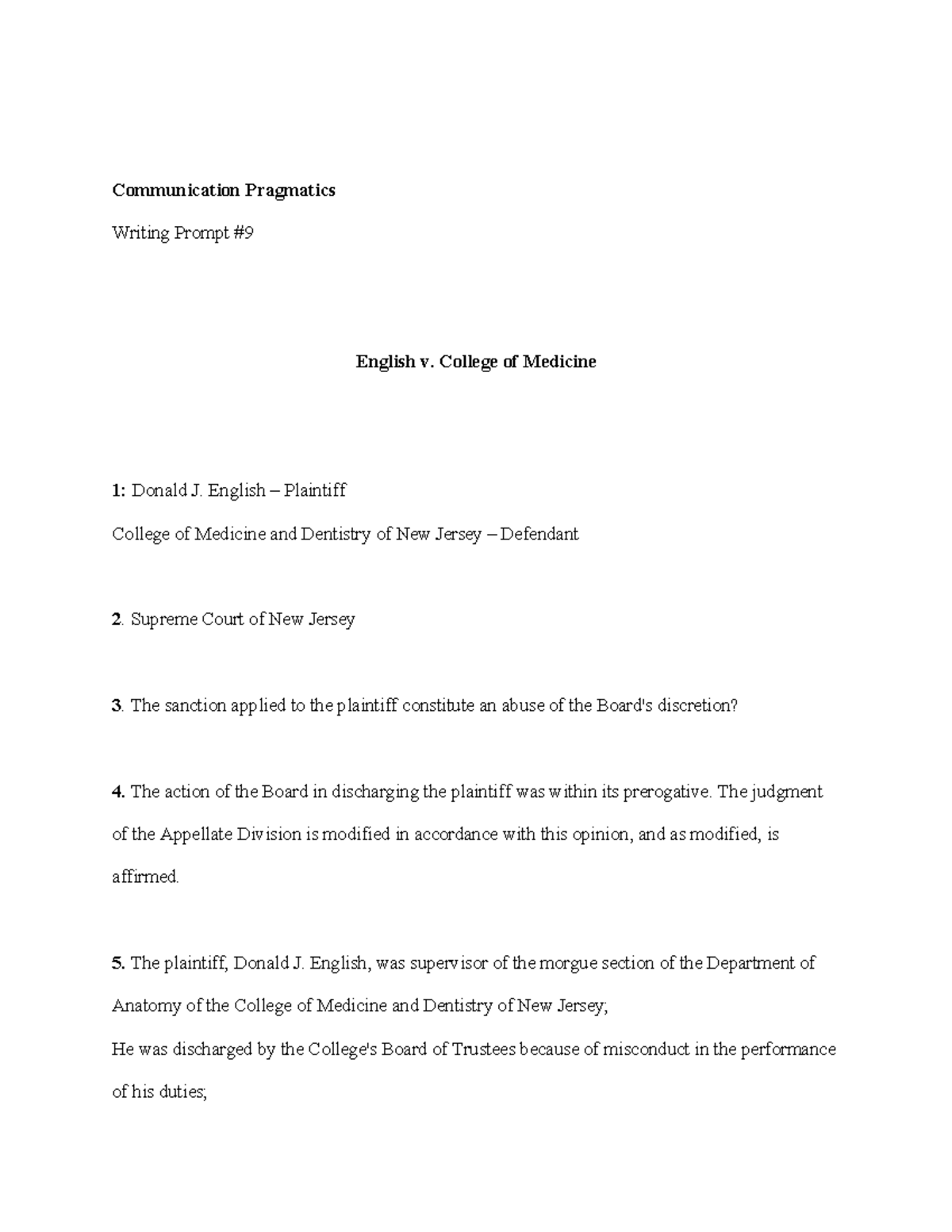 Brief Writing Prompt #9 - Communication Pragmatics Writing Prompt ...