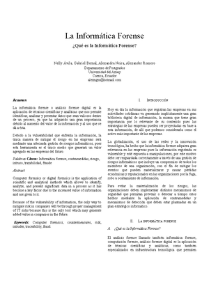Caso real de Informatica Forense Desarro - Carrera: Tecnología en ...