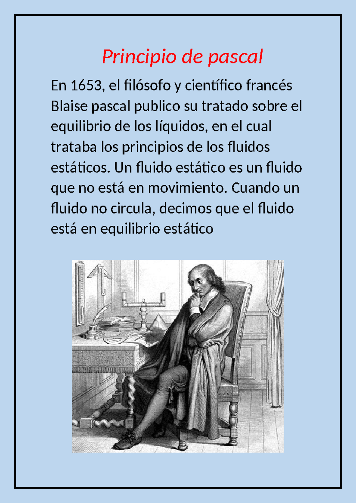 Principio de pascal - Fisica y Quimica - Un fluido estático es un fluido que no está en ...