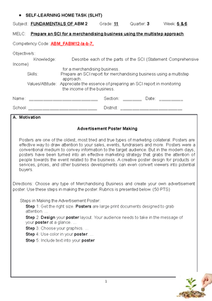 Quarter 4 - WEEK 1-2 - SELF-LEARNING HOME TASK (SLHT) Subject ...