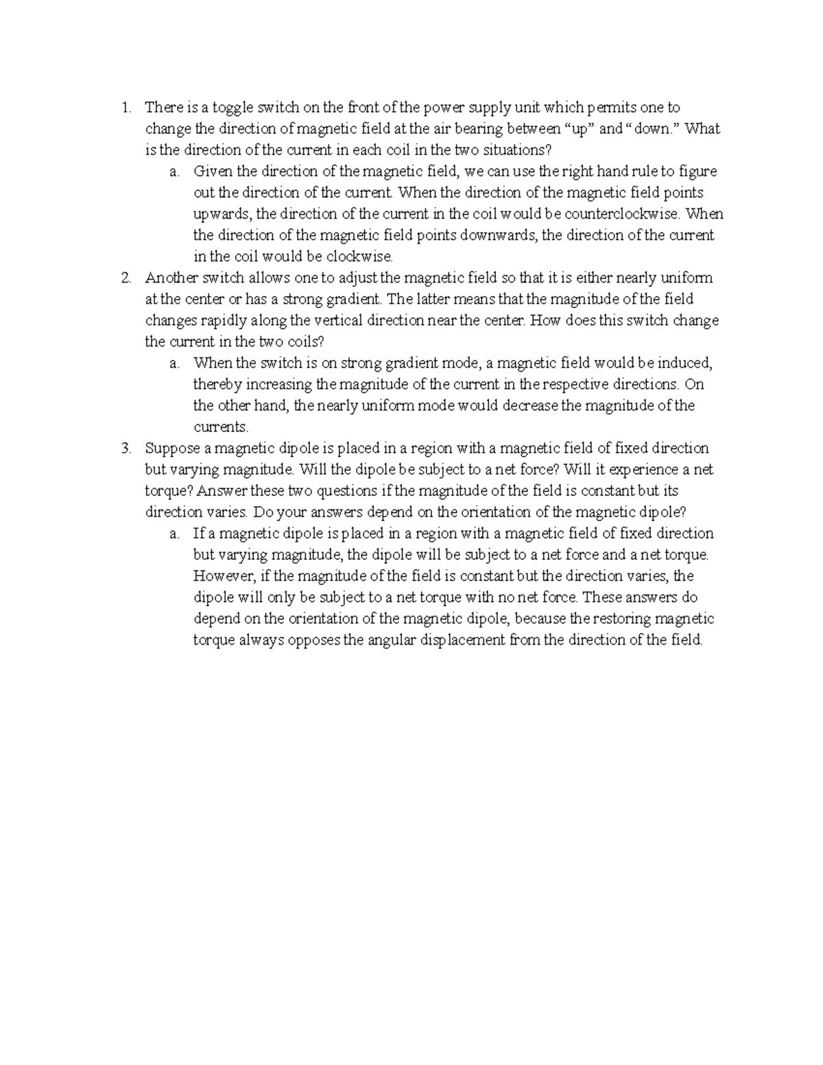 B3 prelab - physics II lab - There is a toggle switch on the front of ...