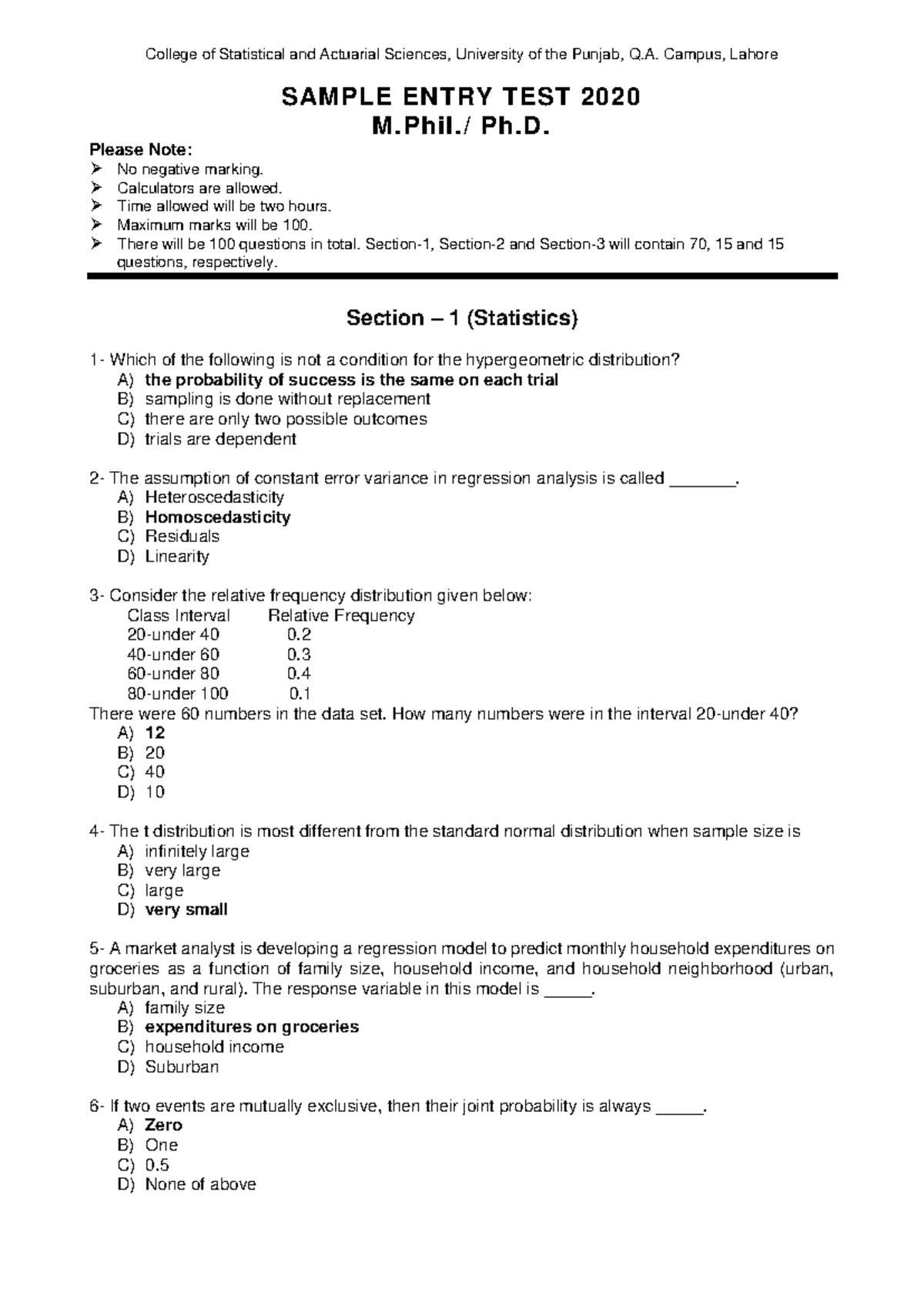 M - test - College of Statistical and Actuarial Sciences, University of ...