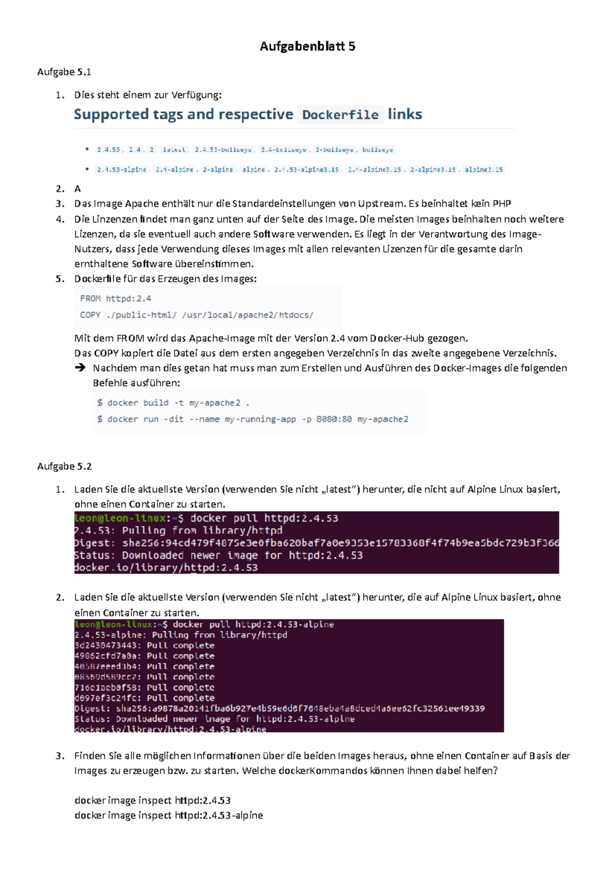 Aufgabenblatt 5 - Praktikumsaufgaben - Aufgabenblatt 5 Aufgabe 5. Dies steht einem zur Verfügung ...