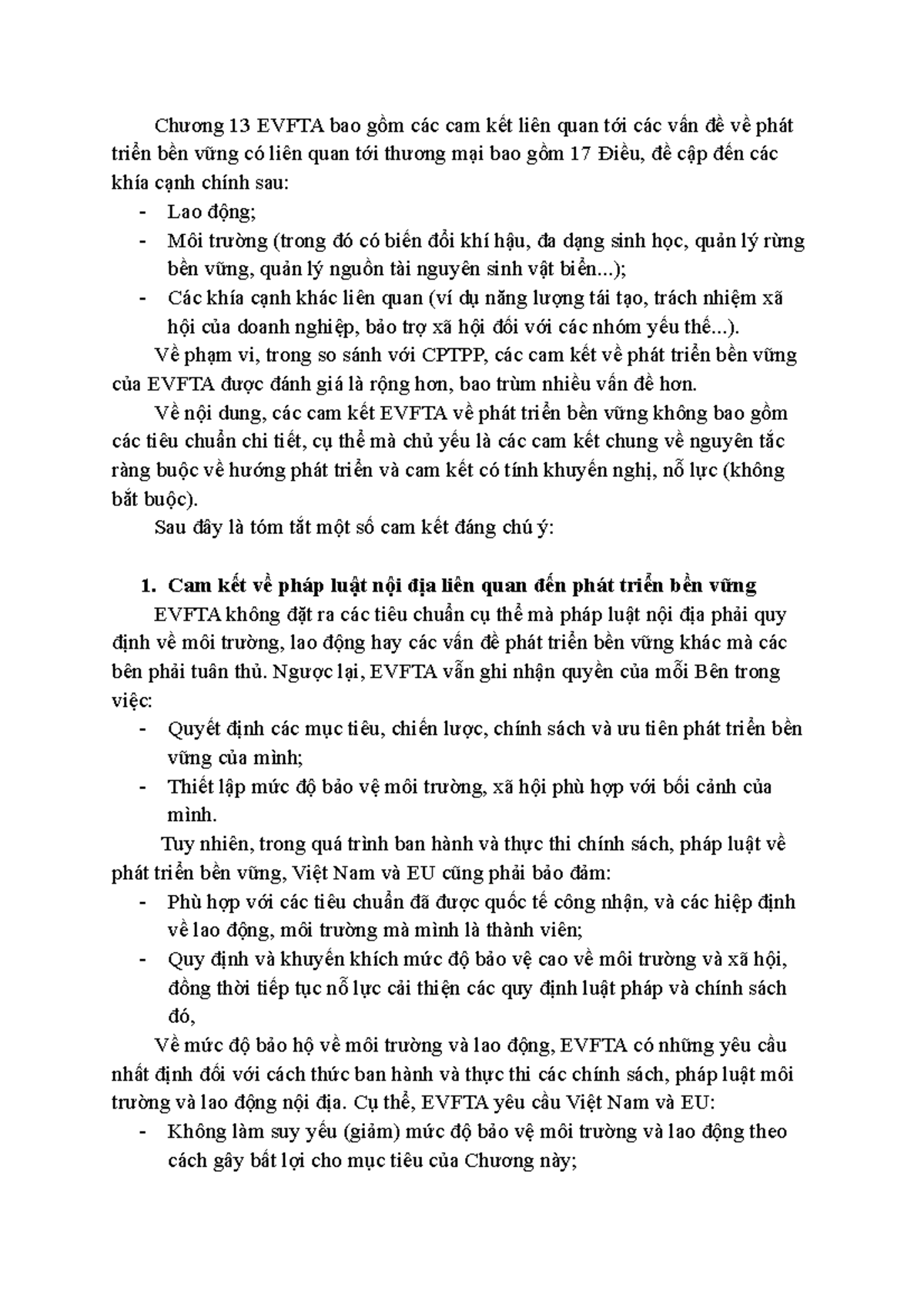 Evfta - ácdrdv - Chương 13 EVFTA bao gồm các cam kết liên quan tới các ...