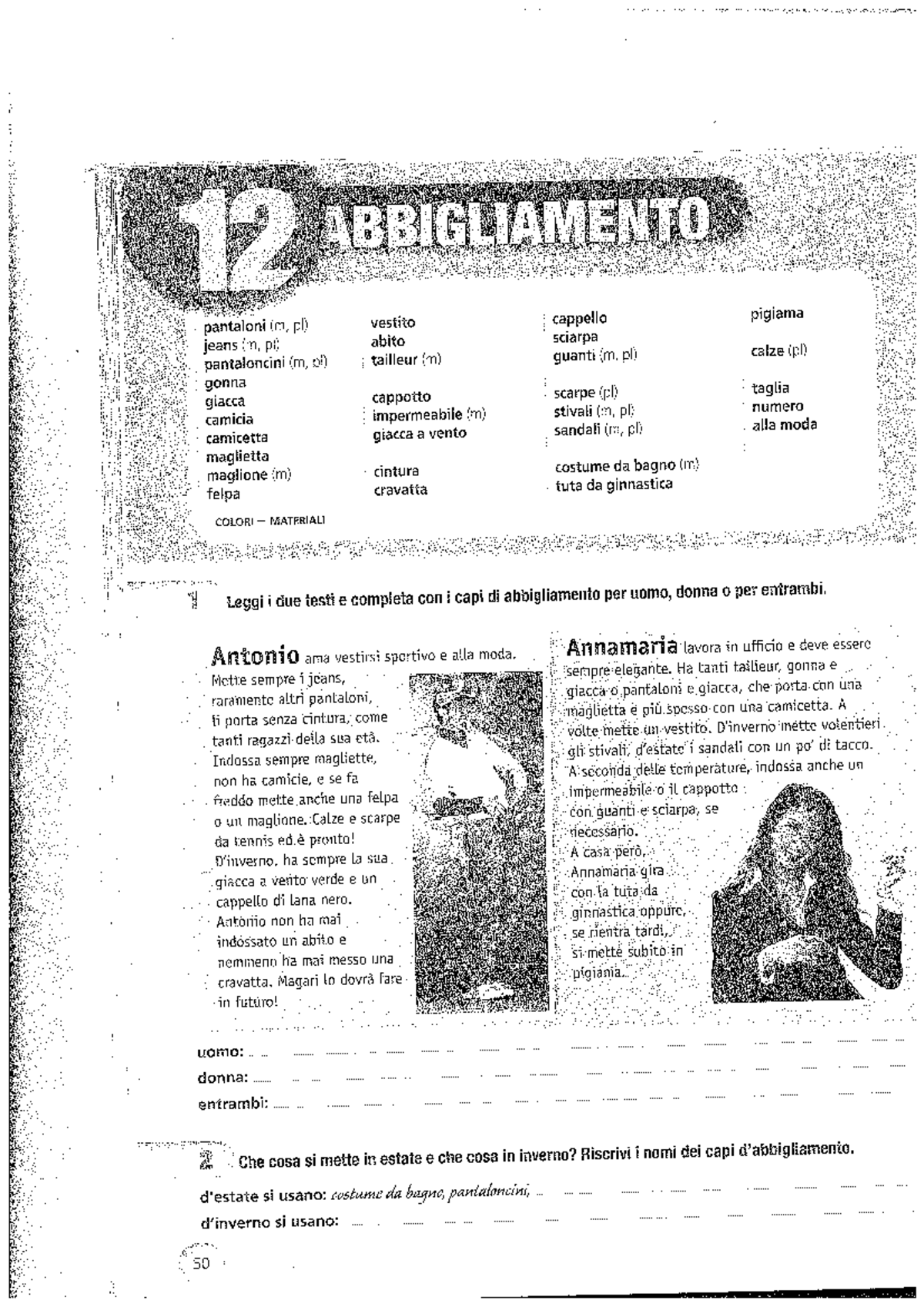 Lessico abbigliamento - Lingua Moderna - Studocu