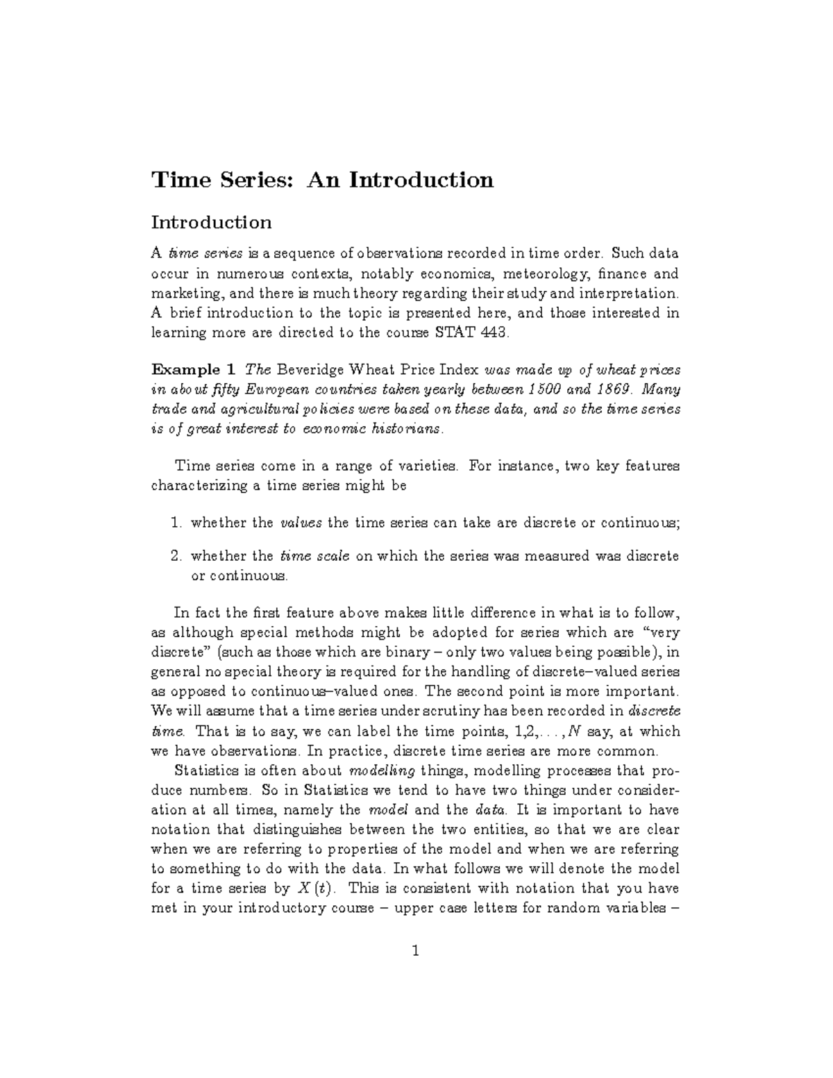Time Series - Summary STAT - Time Series: An Introduction Introduction ...