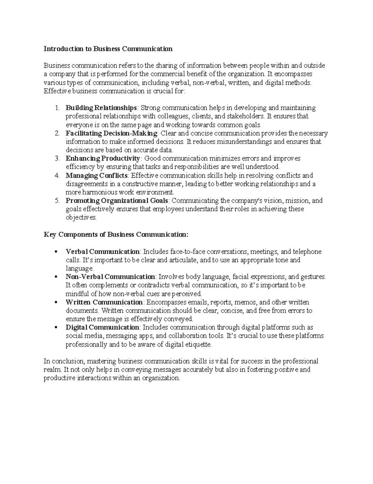 Introduction to Business Communication - Introduction to Business ...