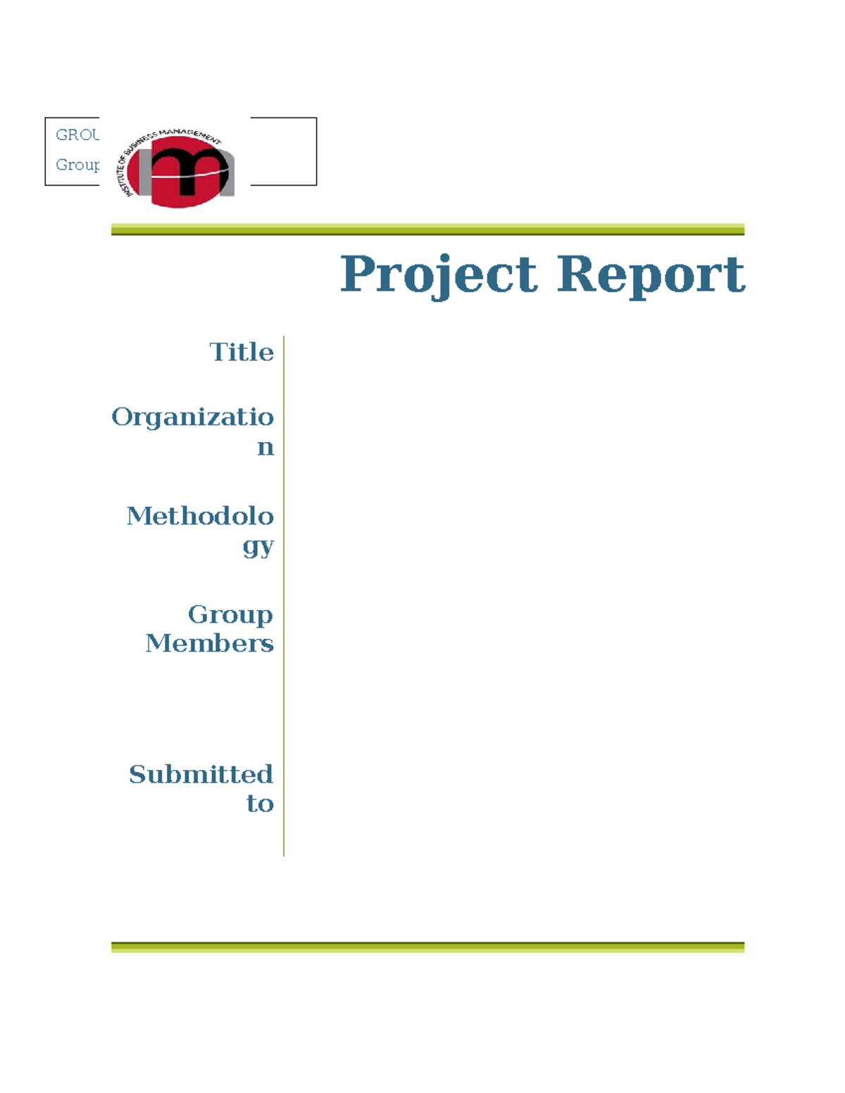 Project Report Template - Business Management - GROUP: Group Leader ...