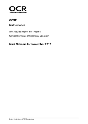 OCR GCSE Mathematics Higher Paper 6 MS - Oxford Cambridge and RSA ...