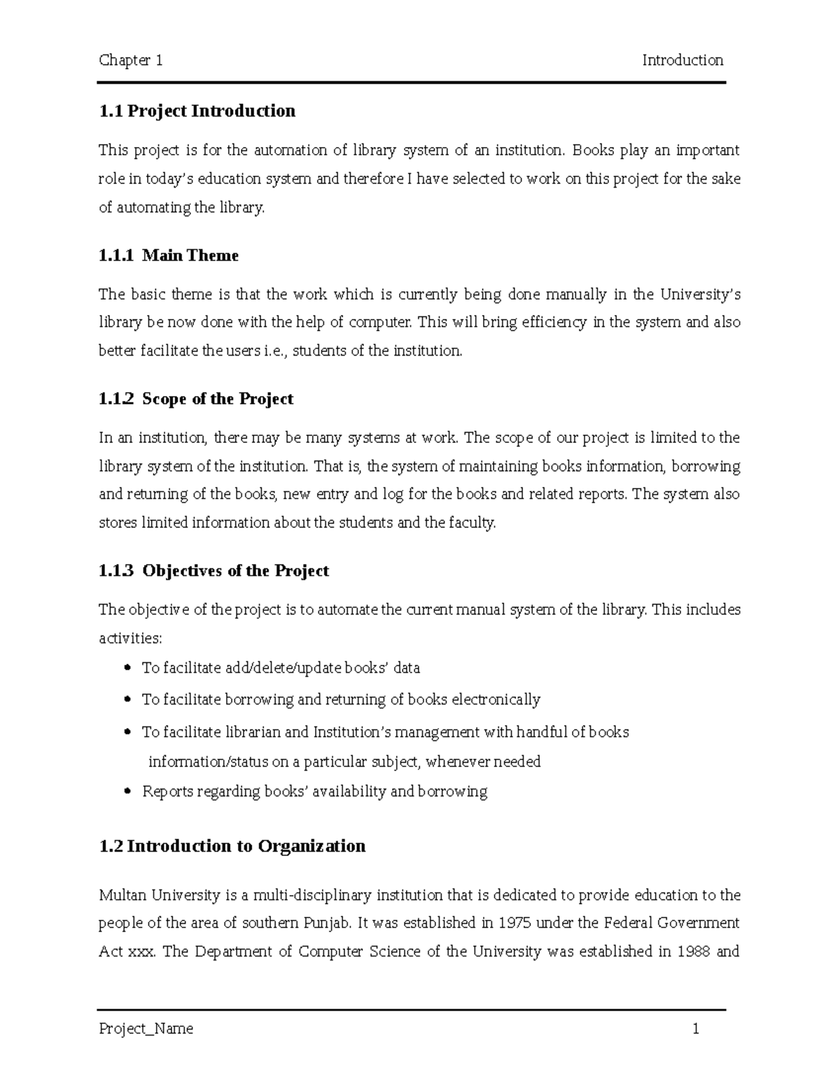 3 Chapter Sample Page - Thesis - Chapter 1 Introduction 1 Project ...