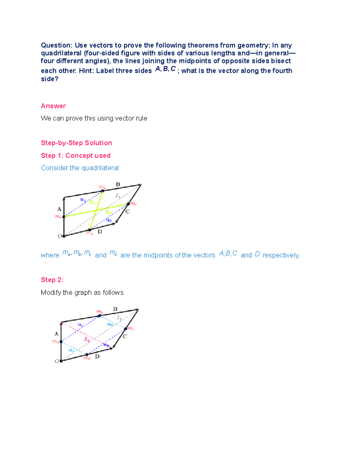 198260 3 4 6P - Most repeated question - Question: Use vectors to prove the following theorems ...