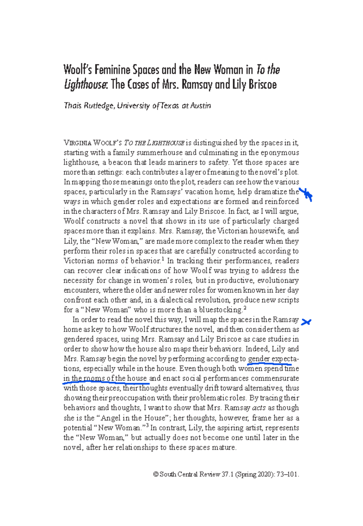 Woolf's Feminine Spaces and th - THE CASES OF MRS. RAMSAY AND LILY ...