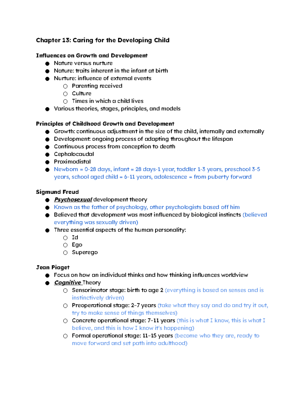 Ch. 13 Developing Child - Chapter 13: Caring for the Developing Child ...