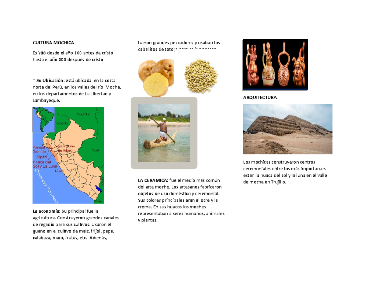 Cultura Mochica - CULTURA MOCHICA Existió desde el año 100 antes de ...