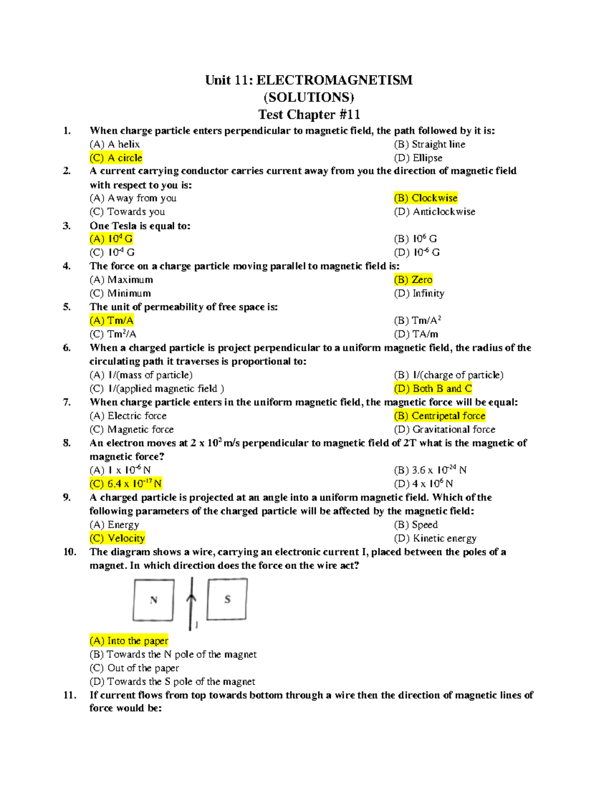 Chapter #11 - lecture notes - Unit 11: ELECTROMAGNETISM (SOLUTIONS ...