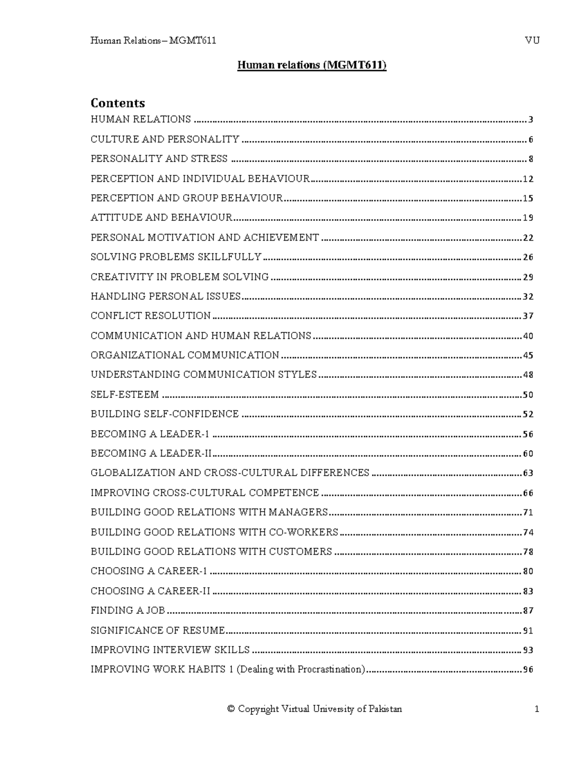 Updated Human Relations MGMT611 Lecture 1-45 - Human relations (MGMT611 ...