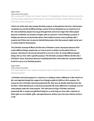 CWV 101 Topic 6 - Topic 6 DQ 1 Assessment Description Jesus made many ...