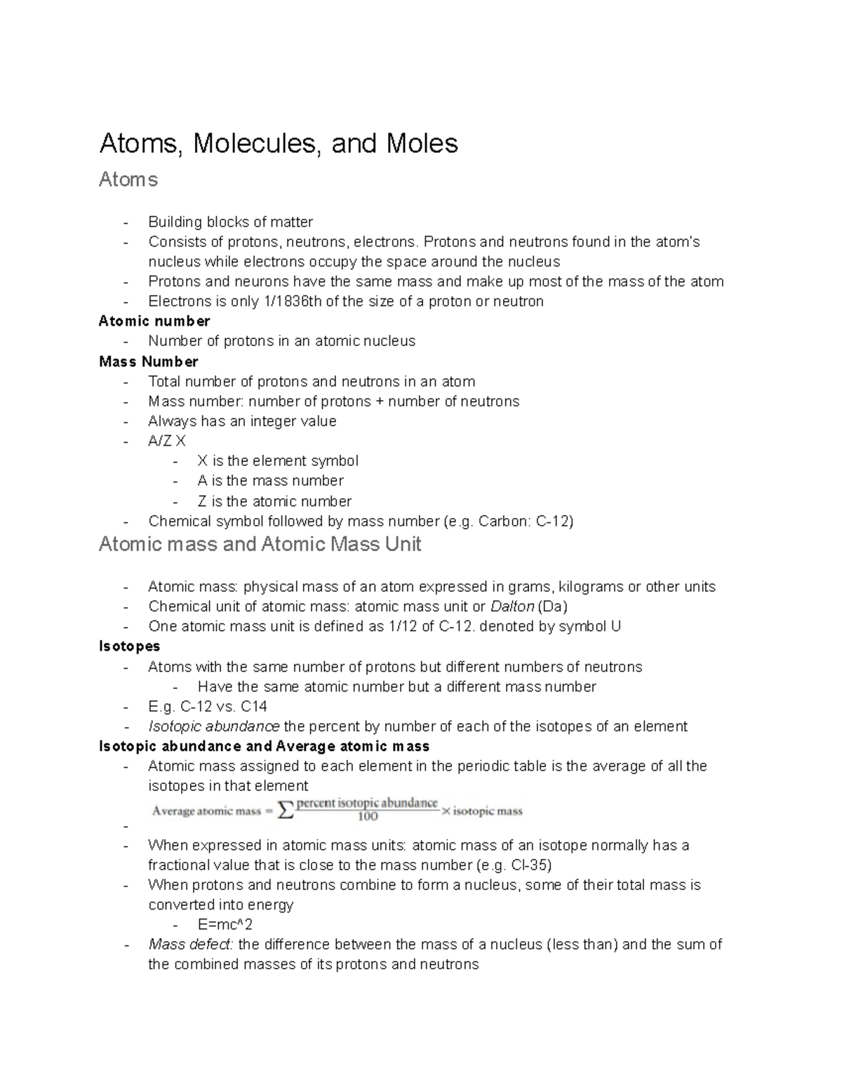 Chapter 1 Self-Study - Lecture notes and correlated reading notes ...