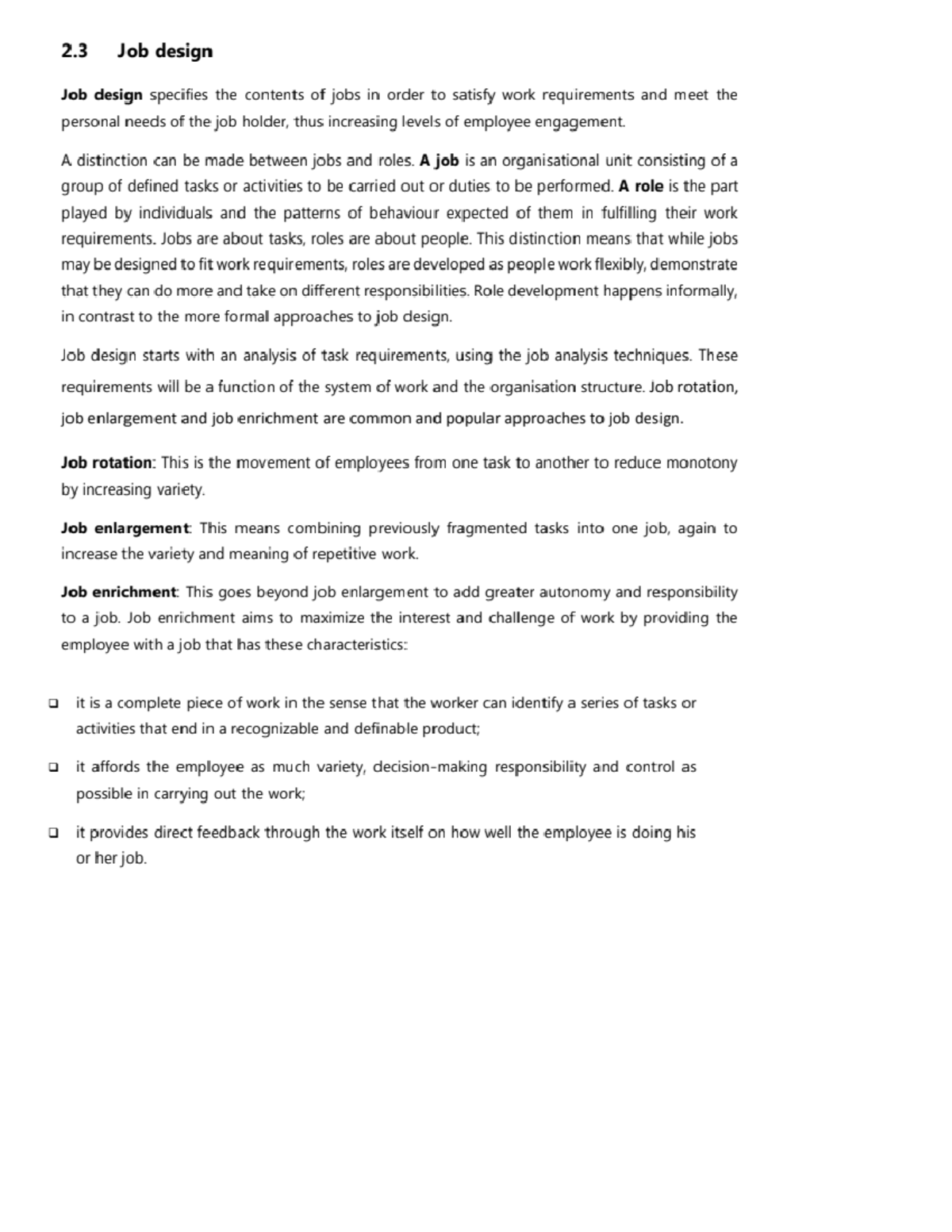Job design - reference - Psychology - Studocu