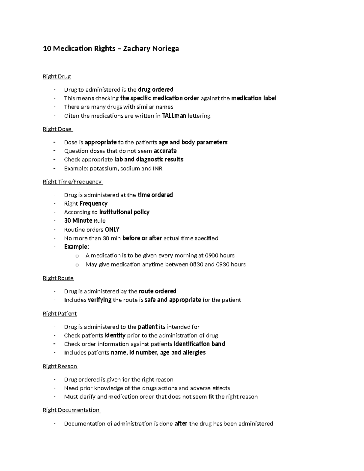 10 Medication Rights - Studocu