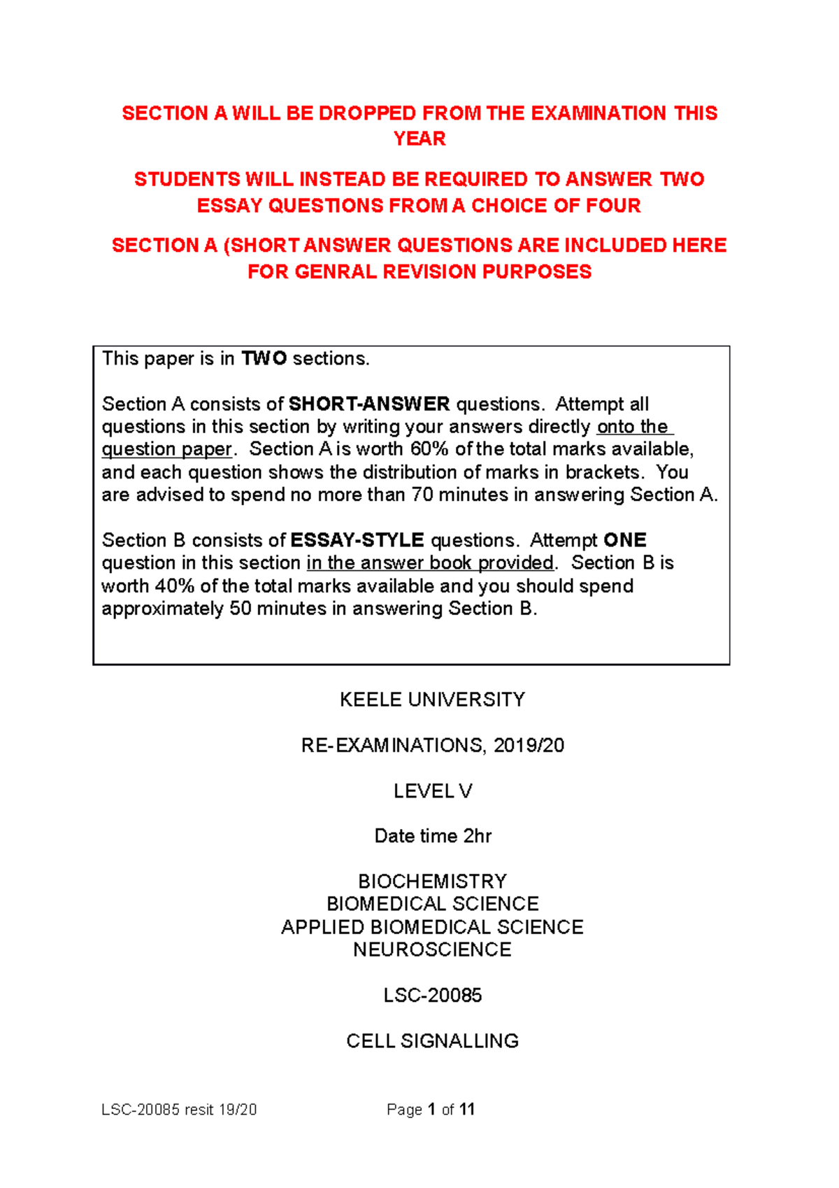 Sample Exam Paper (updated to reflect the changes to exam format ...
