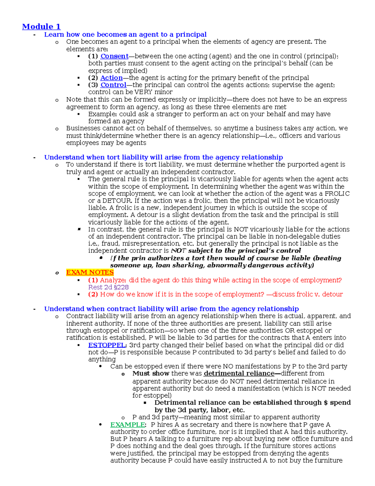 BA Outline and Objectives - Module 1 Learn how one becomes an agent to ...
