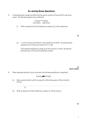 Kc and Kp exam Qu - MS - practise - Kc and Kp Exam Questions - MS 1. (i ...