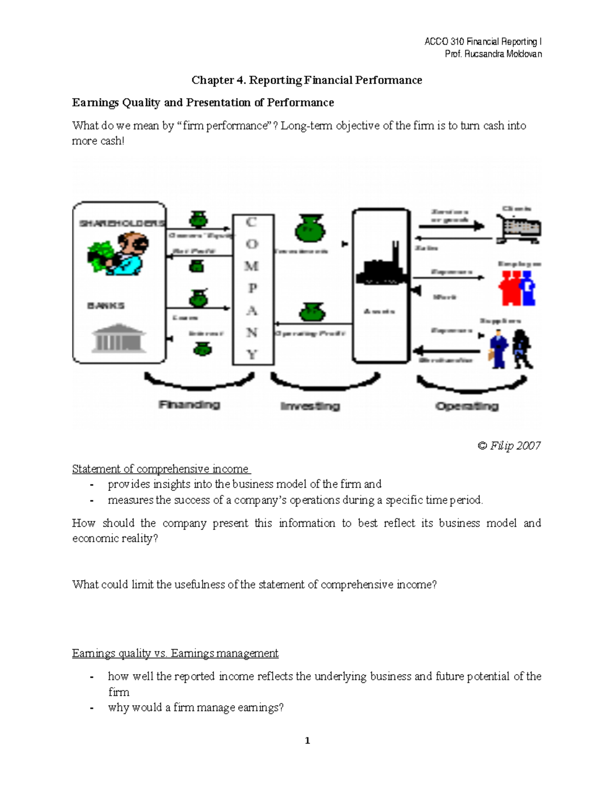 Chapter 4 - notes - ACCO 310 Financial Reporting I Prof. Rucsandra ...