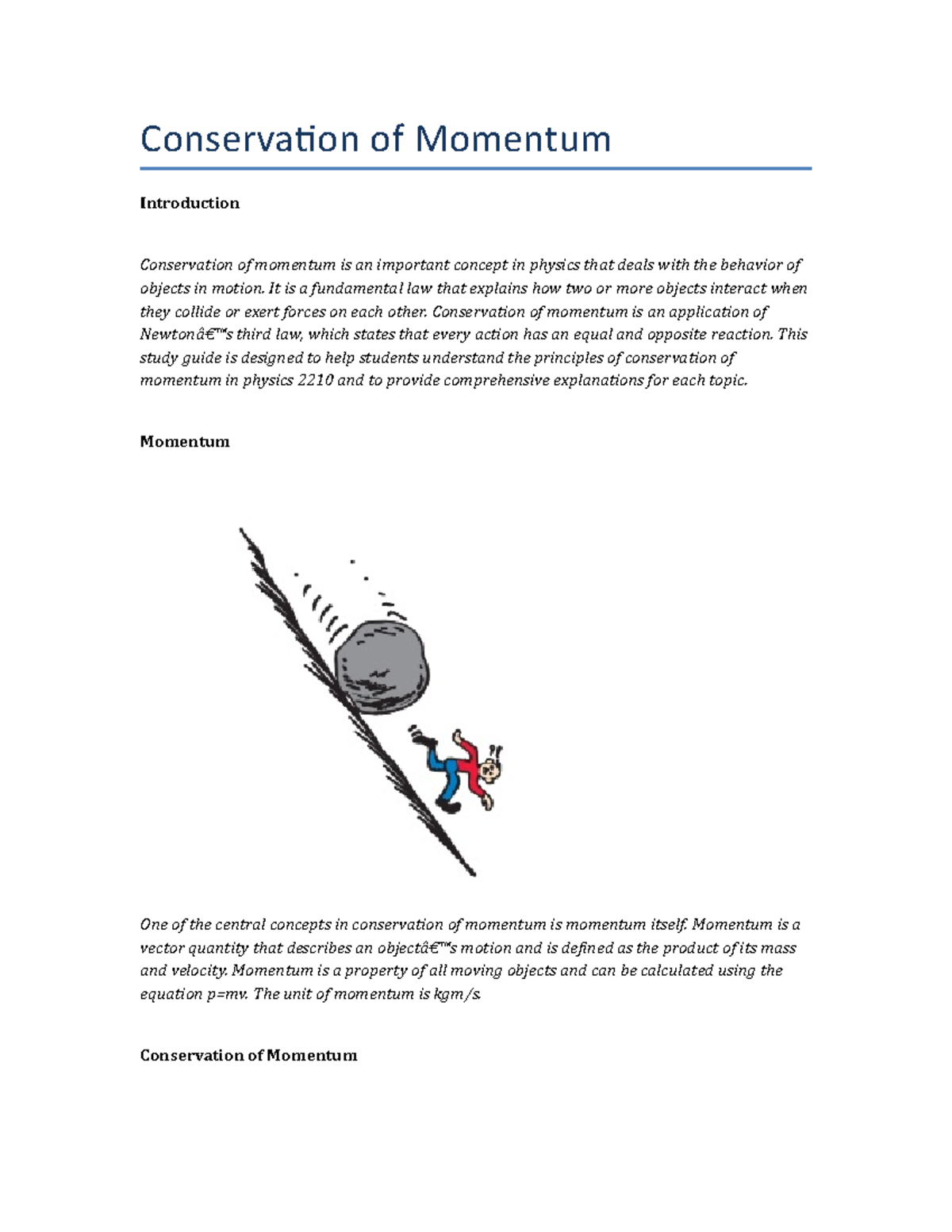 Conservation of Momentum - Conservation of Momentum Introduction ...