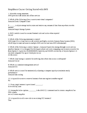 Getting Started with AWS answers part 2 - Simplilearn Course: Getting ...