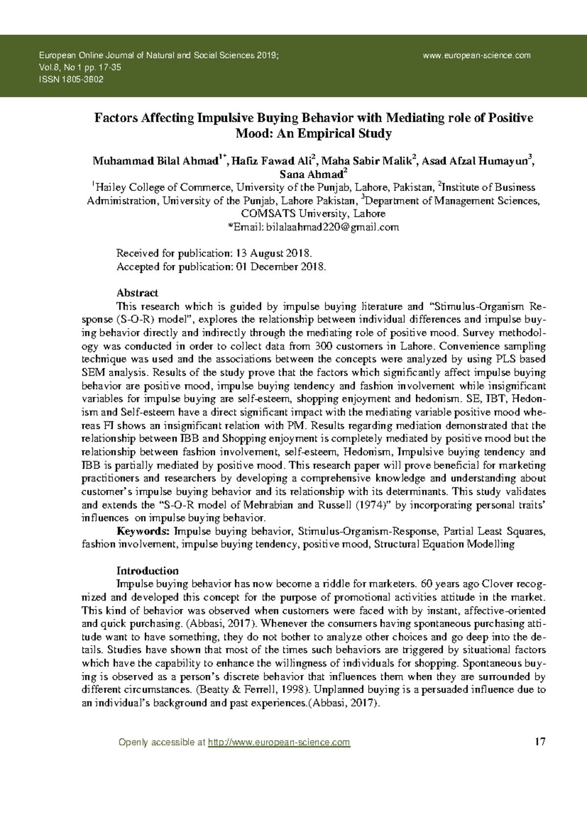 Quantity research - European Online Journal of Natural and Social ...