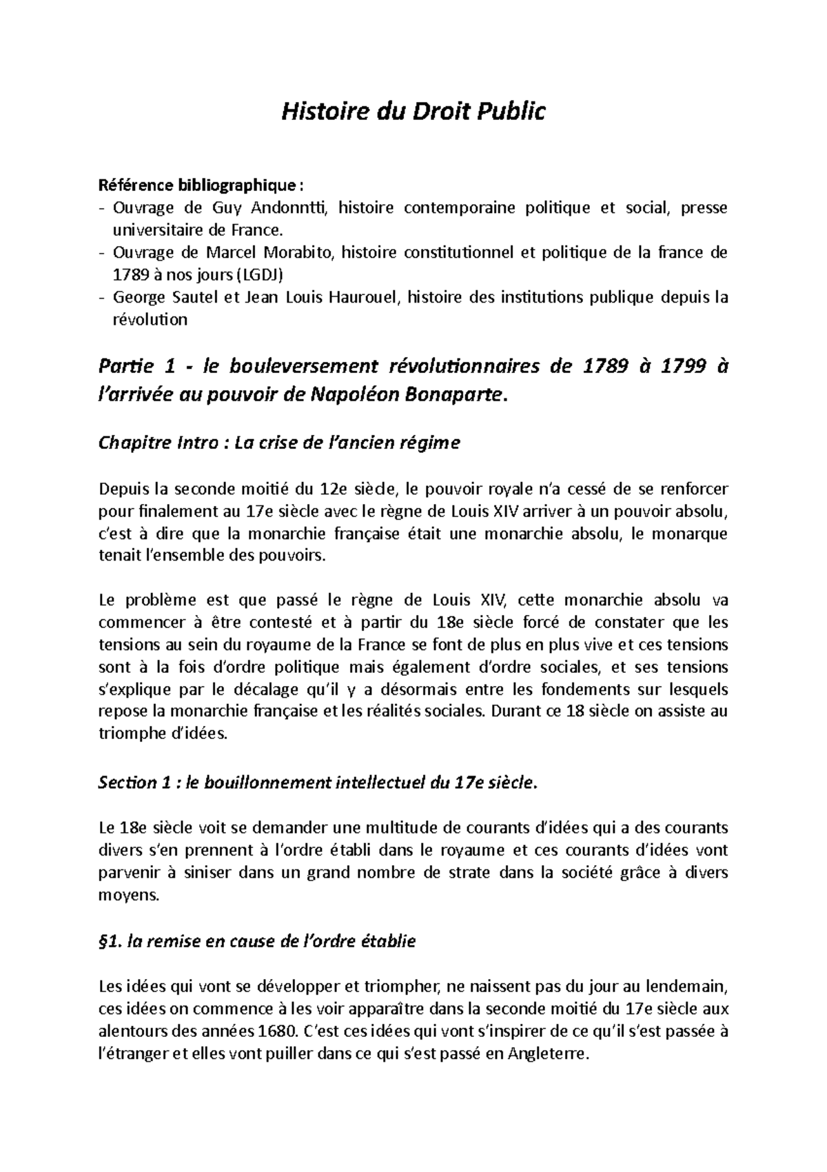 Histoire-du-Droit-Public - Histoire du Droit Public Référence bibliographique : Ouvrage de Guy ...