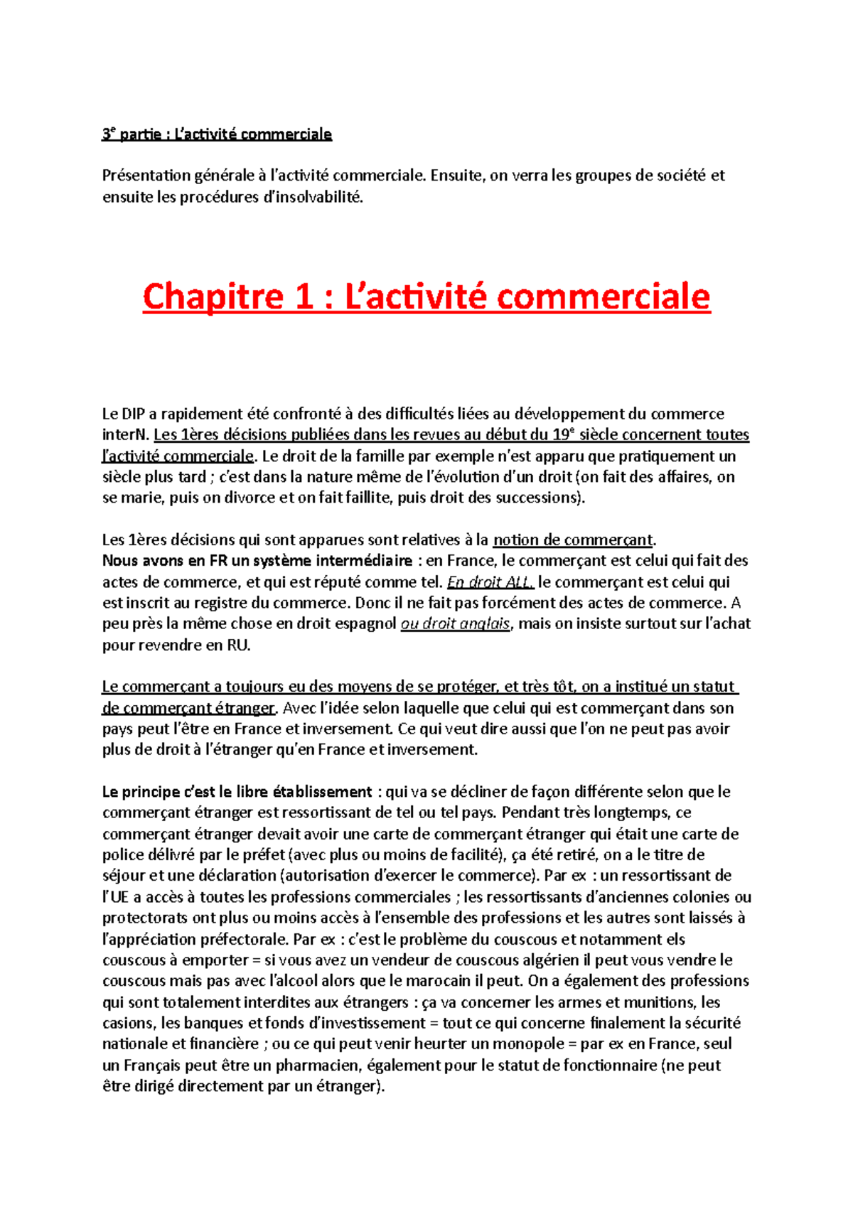 Chapitre 1 - L'activiteì commerciale - 3e partie : L’activité ...