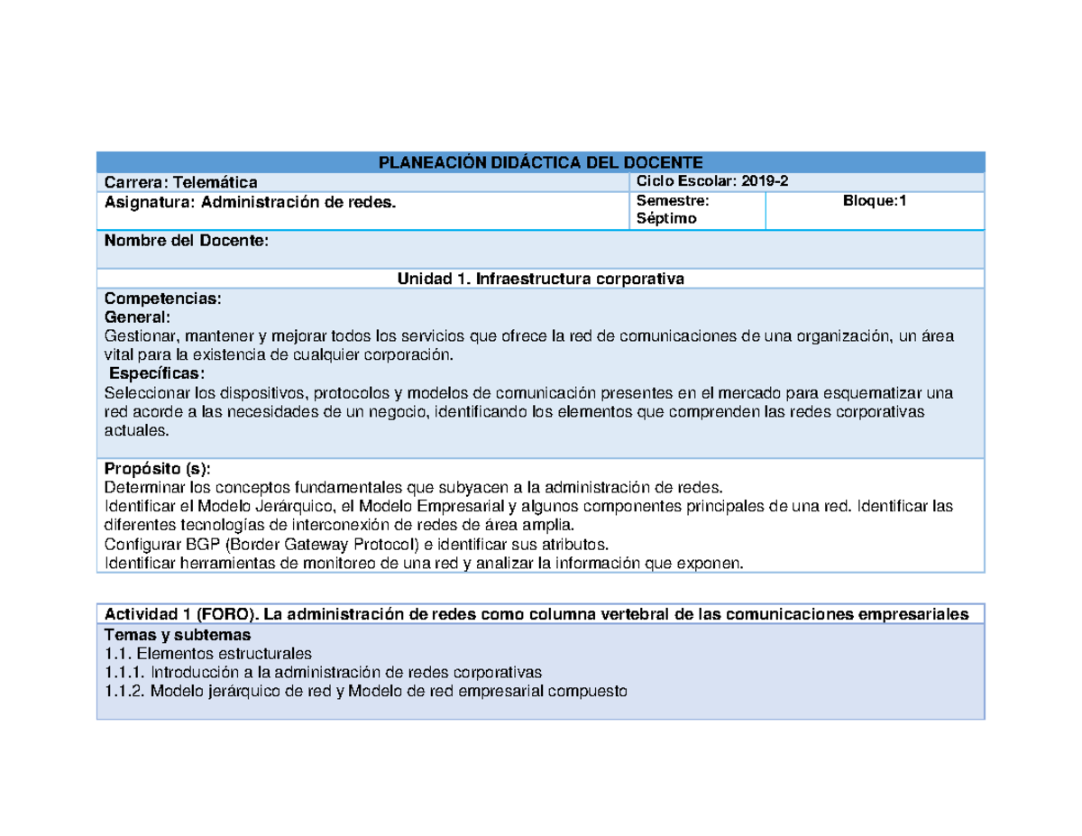 KADR planeación de actividades U1 V2019 2 - Warning: TT: undefined function: 32 PLANEACIÓN ...