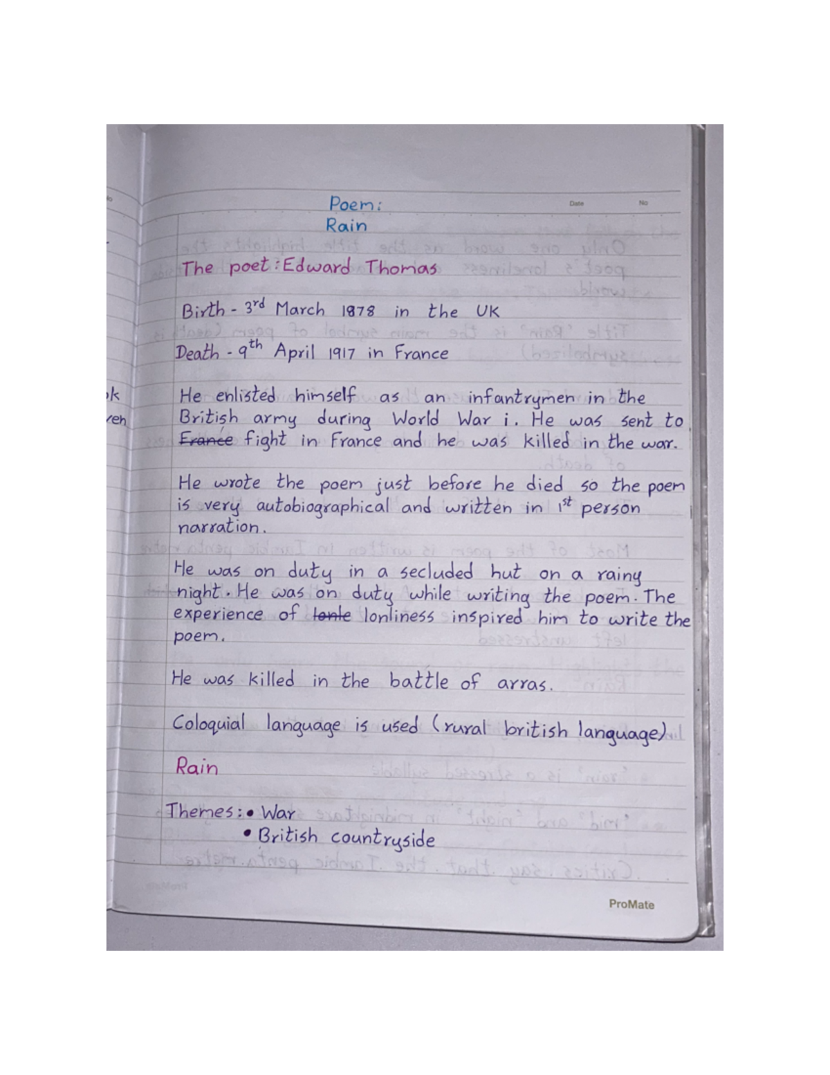 The planners - Poem - Poem: Date No Rain The poet ? Edward Thomas Birth ...