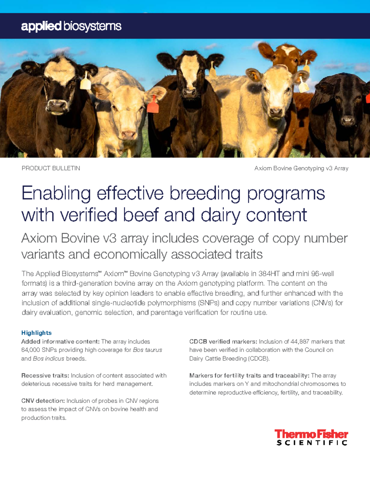 Axiom bovine genotyping arrays product bulletin (Bovino) - PRODUCT ...