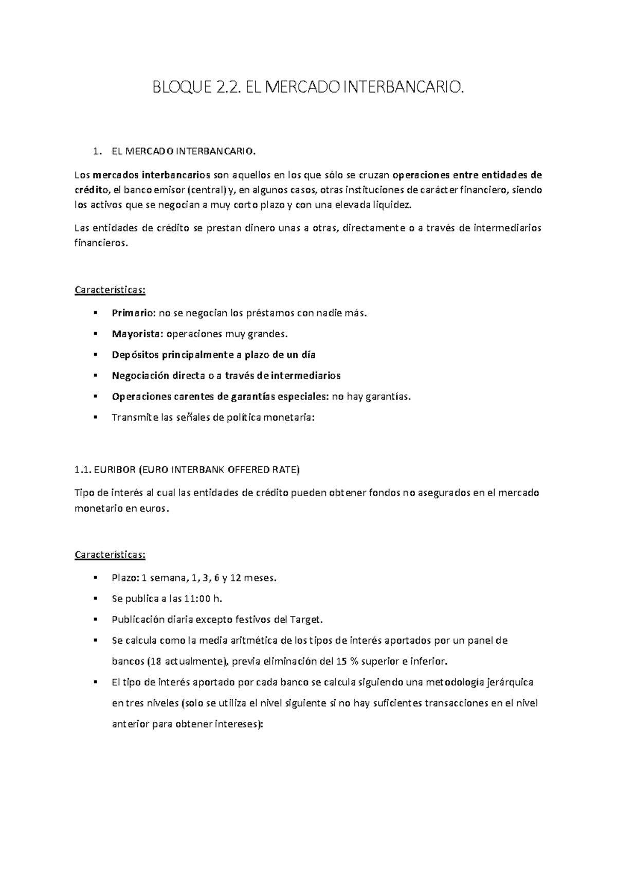 Bloque 2.2. El mercado interbancario - BLOQUE 2. EL MERCADO ...