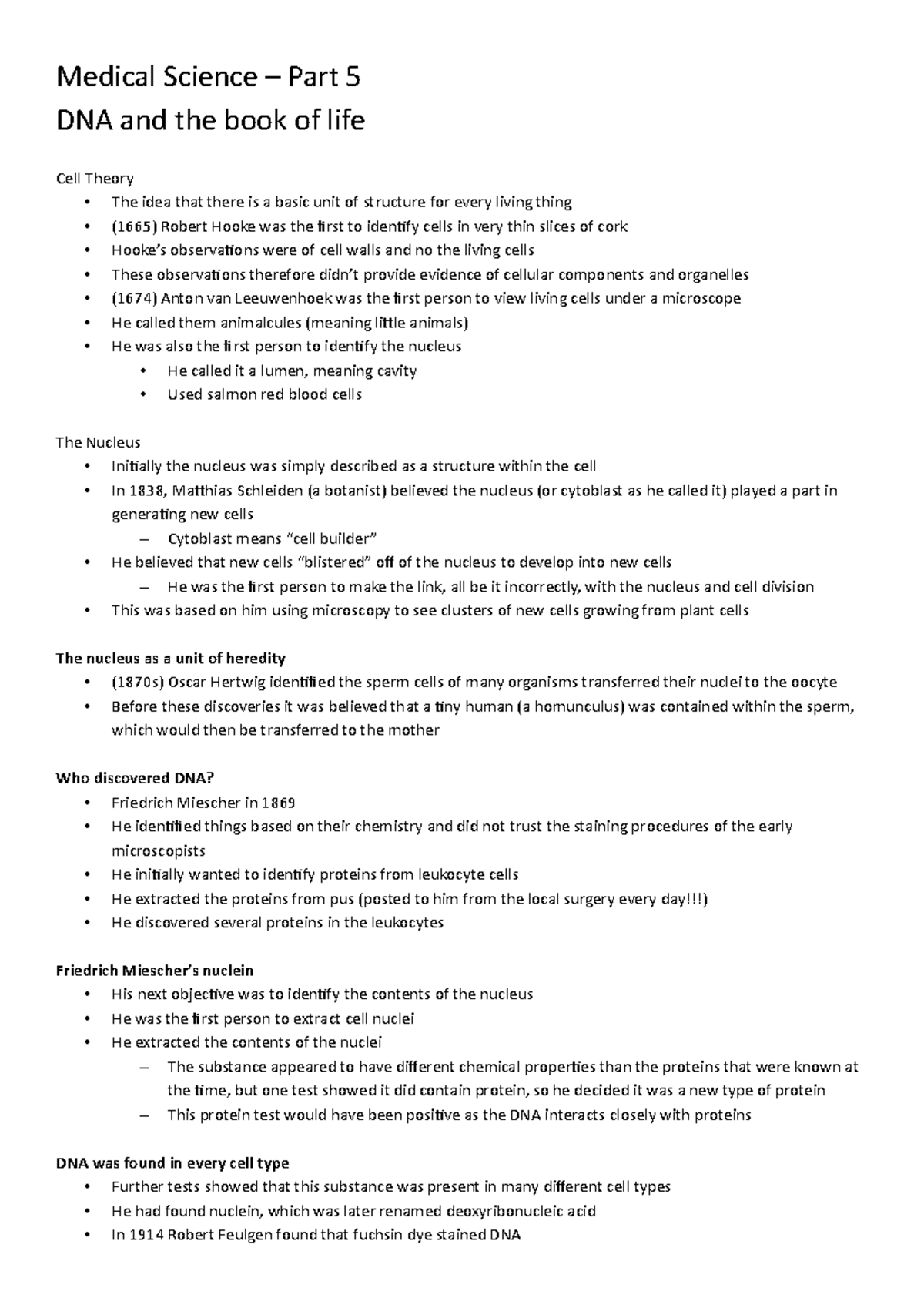 Medical Science Part 5 - Lecture notes 1-3 - Medical Science – Part 5 ...