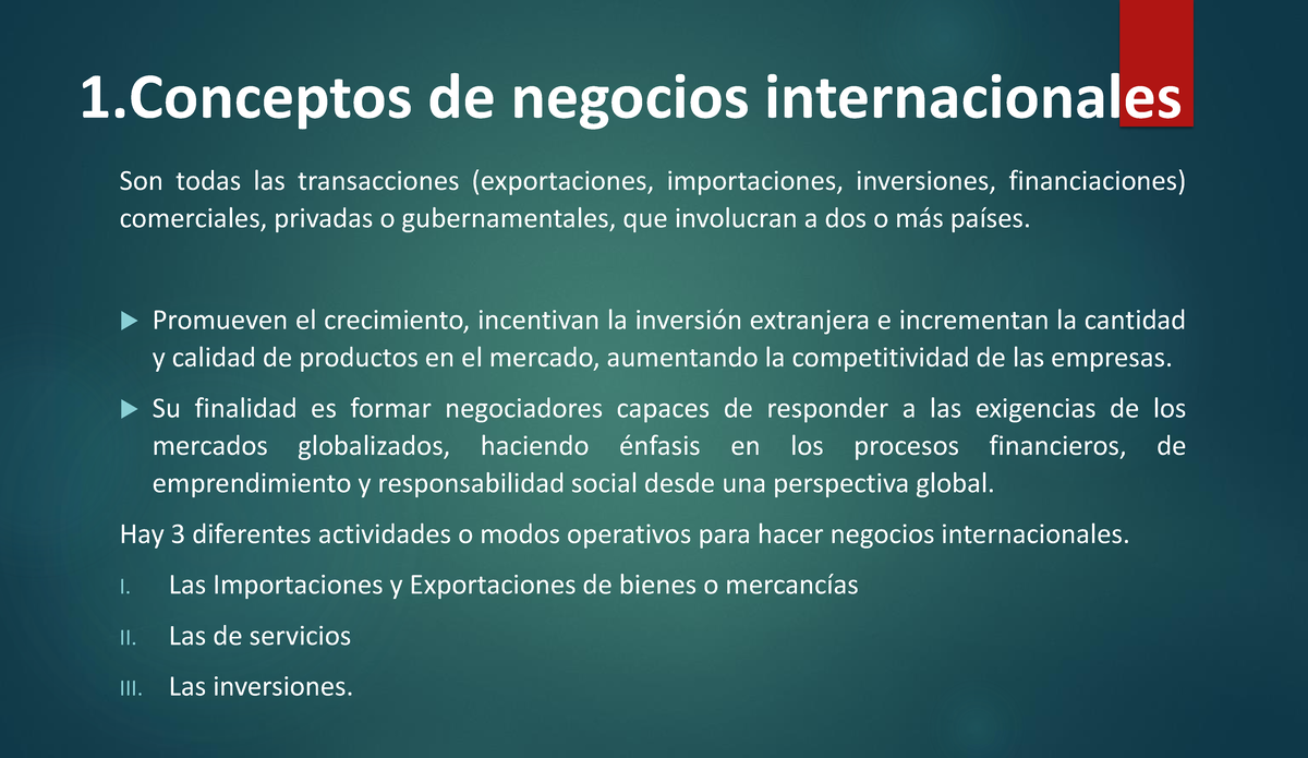 Contenido 22012 3 Negocios Internacionales edi1 - 1 de negocios internacionales Son todas las ...