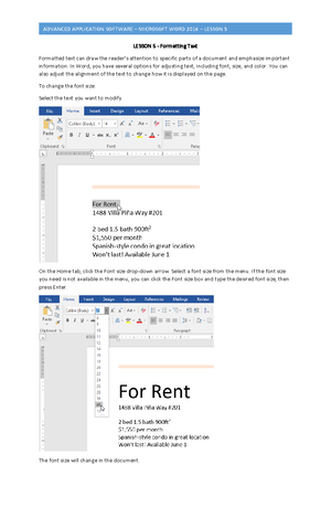 MS WORD Lesson 2 - FIRST year Second Semester - Application Software ...