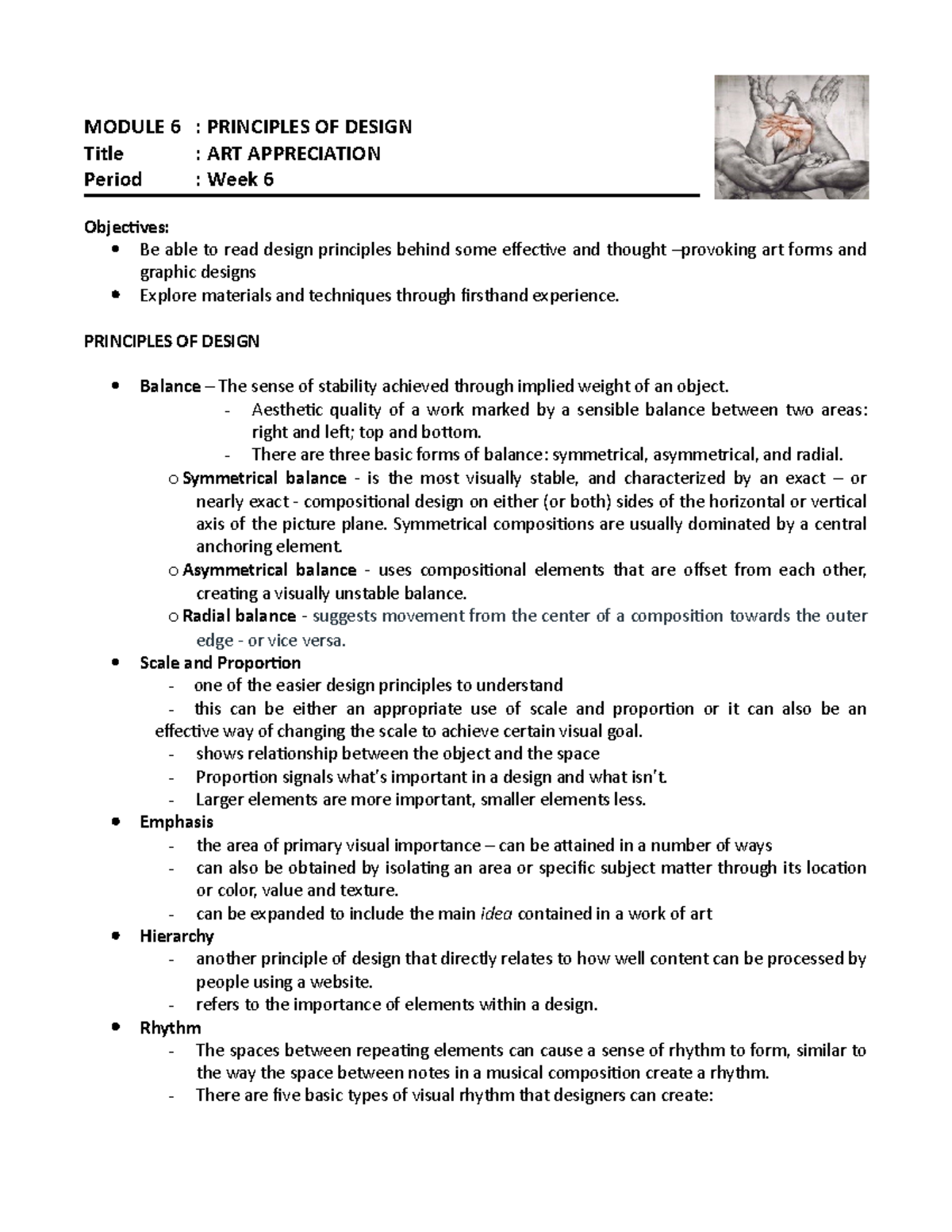 Art-App Module-6 - Art app module - MODULE 6 : PRINCIPLES OF DESIGN ...
