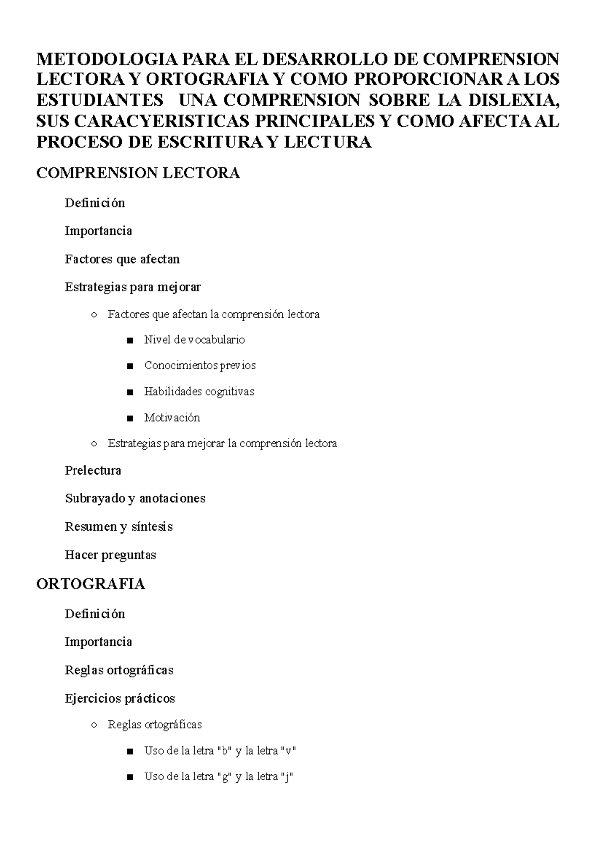 Metodologia PARA EL Desarrollo DE Comprension Lectora Y Ortografia Y ...
