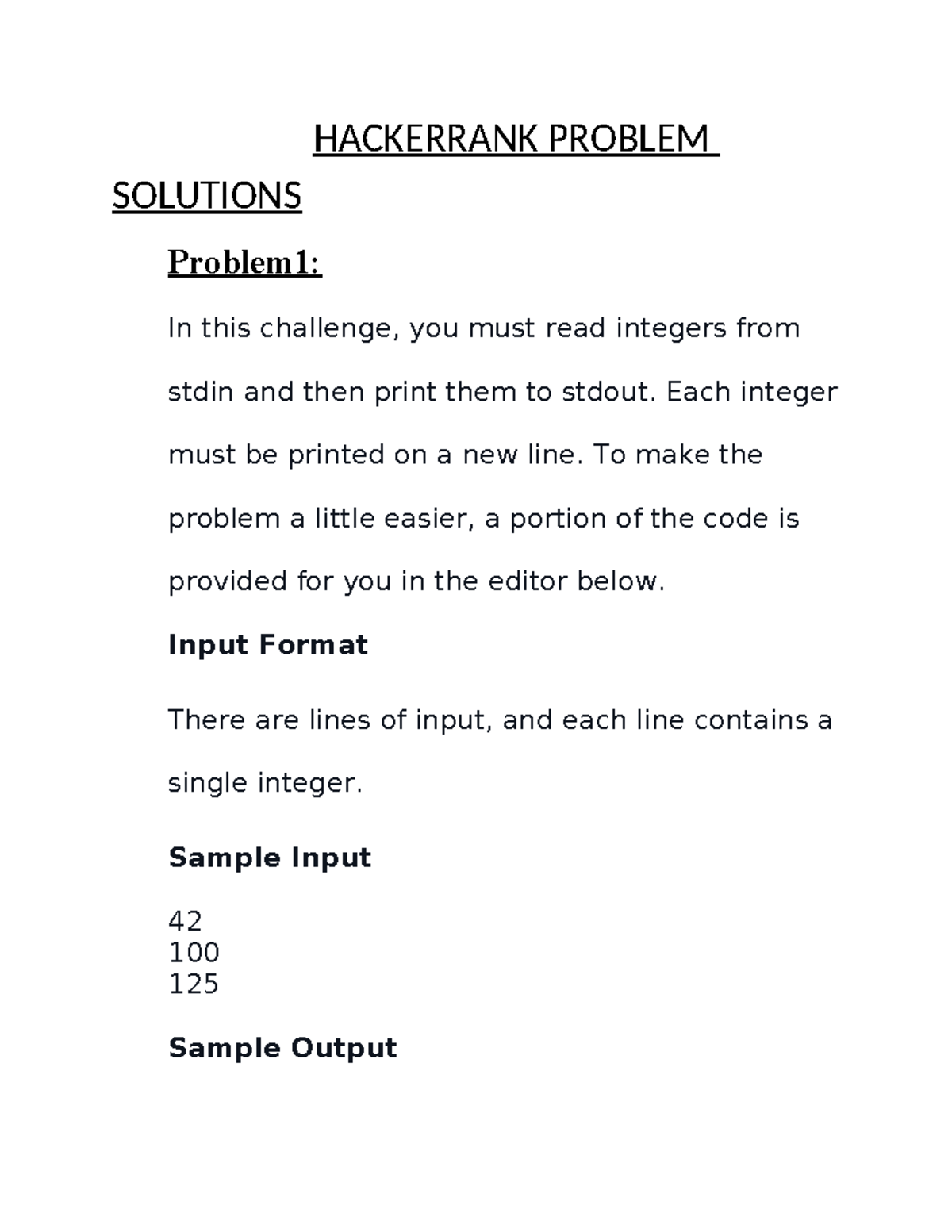 Hacker Rank Problem Solutions (Done by 23170 juhi) - HACKERRANK PROBLEM ...